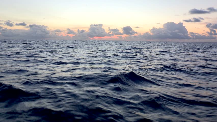 Open Sea During Sunset. Beautiful Ocean Waves Stock Footage Video ...