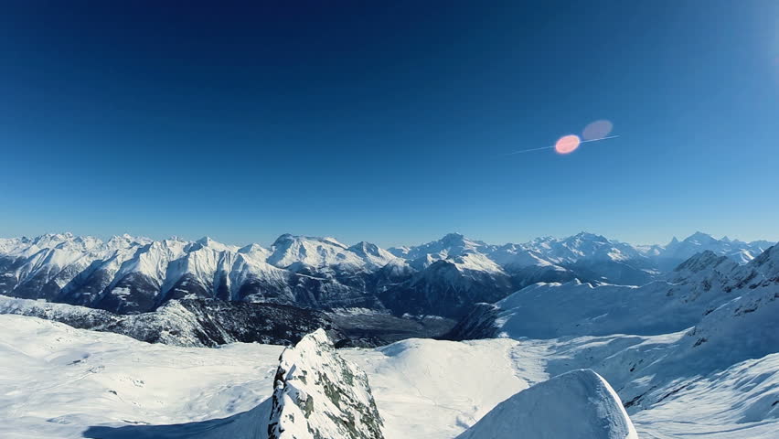 Epic View of Snow Mountain Stock Footage Video (100% Royalty-free ...