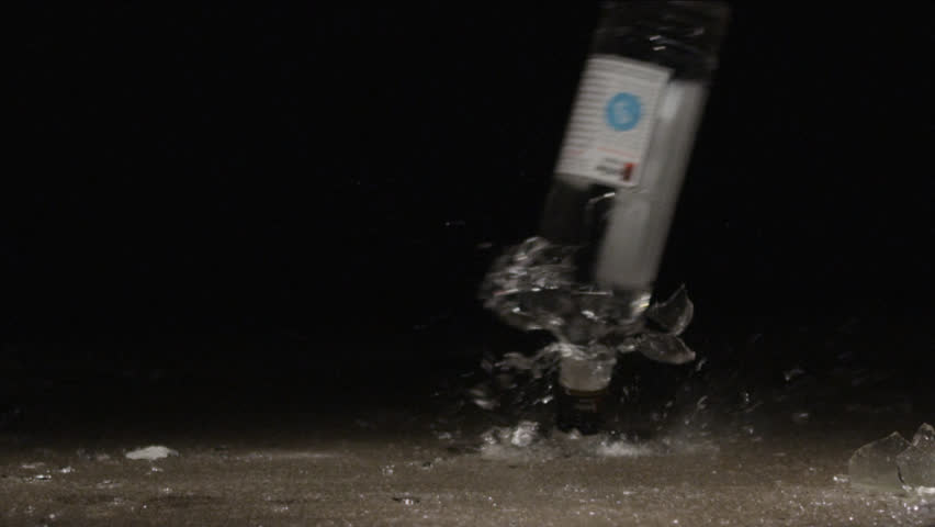 Slow Motion Glass Bottle Falling Smashing Breaking Splashing Stock ...