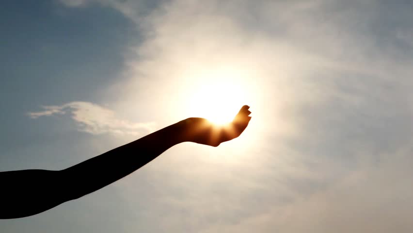 SLOW MOTION CLOSE UP: Sun Shining Through Fingers Of A Waving Hand ...