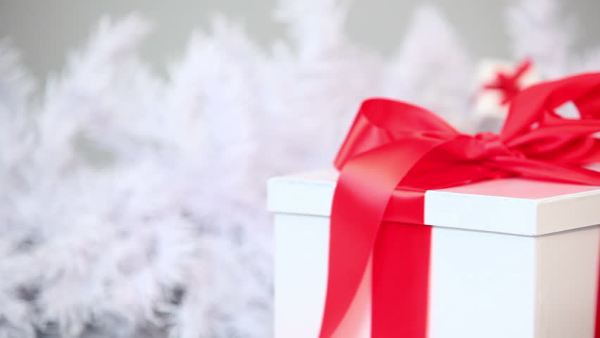 Three Dimensional Animation Of A White Gift Box On A White Background ...