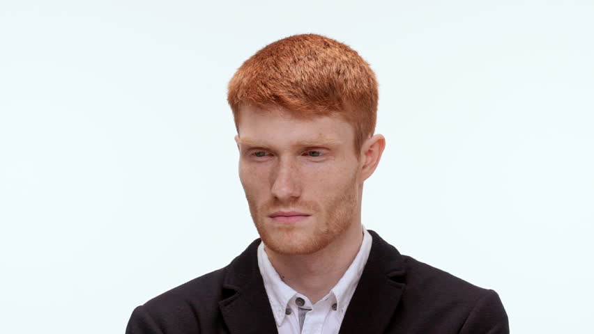 Stock video of handsome redhead man showing different emotions ...