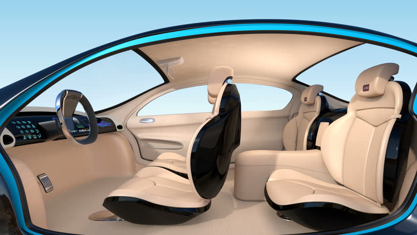 3D Animation Of Autonomous Car Interior. Rotatable Backrest Equip With ...