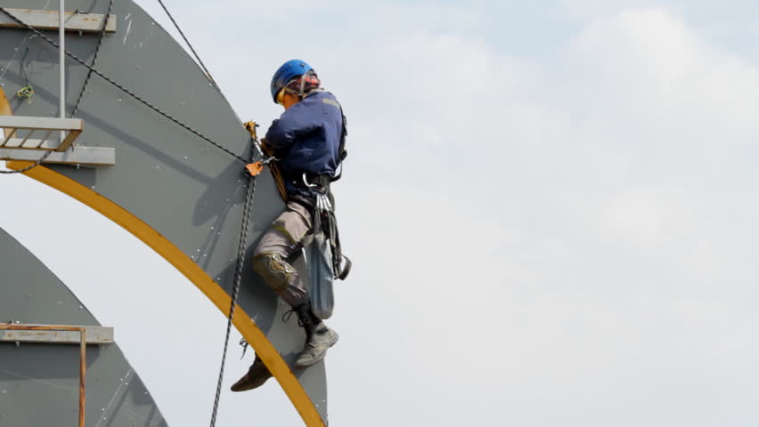 High-altitude Work. the Man in Stock Footage Video (100% Royalty-free ...