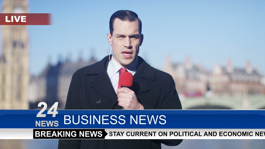 4k News Reporter Doing Live Stock Footage Video (100% Royalty-free ...