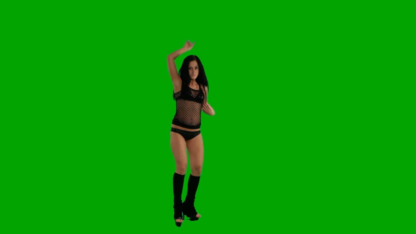 Beautiful Girl Dancing Against Green Screen Stock Footage Video 1612513