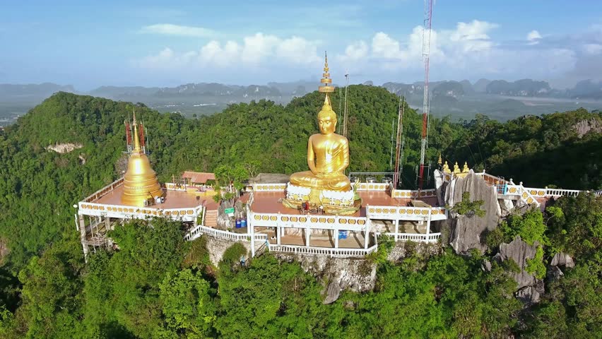 Tiger Temple Cave And Golden Buddha Statue In Krabi, Southern Thailand ...