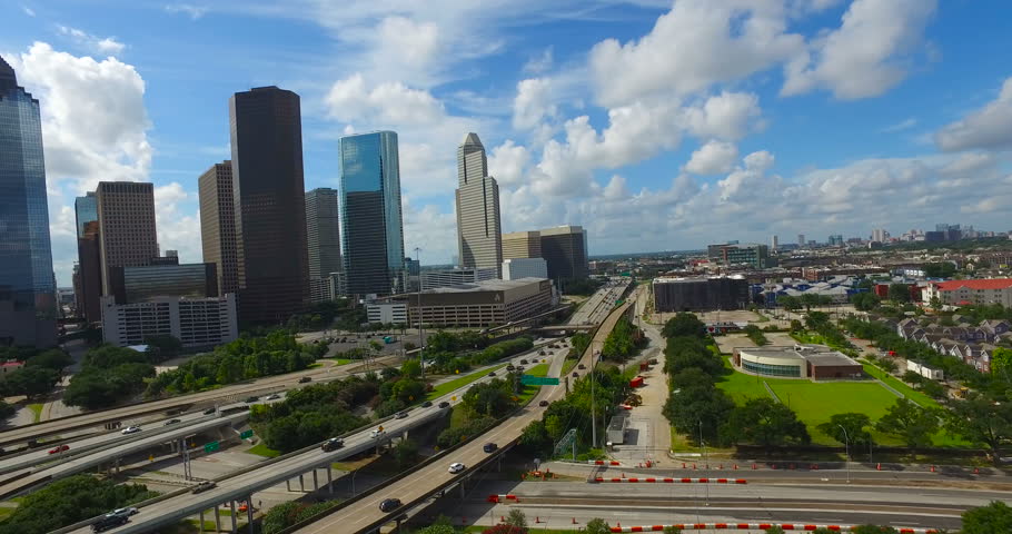 Aerial View of Houston Downtown Stock Footage Video (100% Royalty-free ...