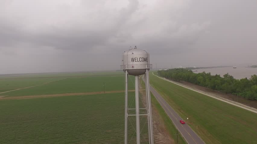 Aerial Drone Welcome Water Tower Stock Footage Video (100% Royalty-free ...