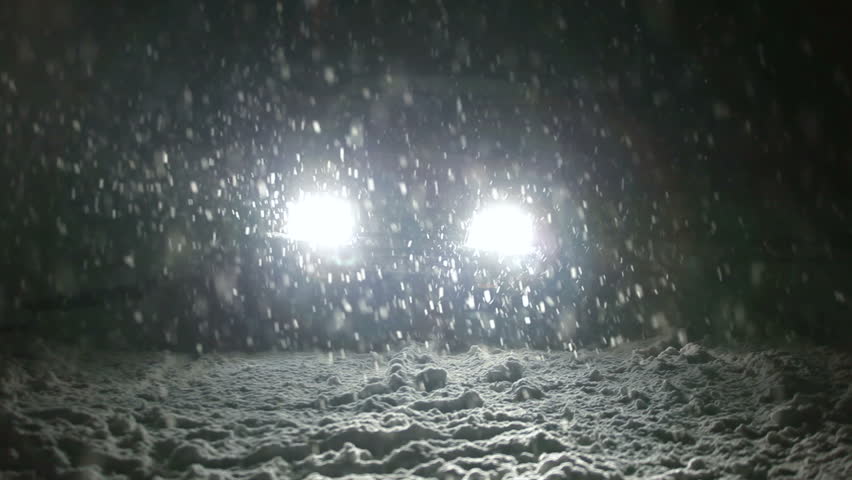 Night Driving In Winter With Light Snow On The Road Stock Footage Video ...