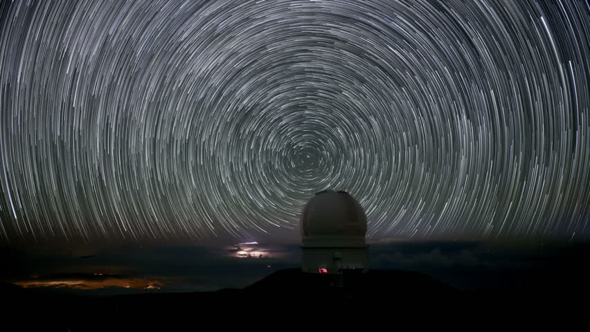Milky Way Galaxy Star Time Lapse Spinning Behind Mauna Kea Observatory ...