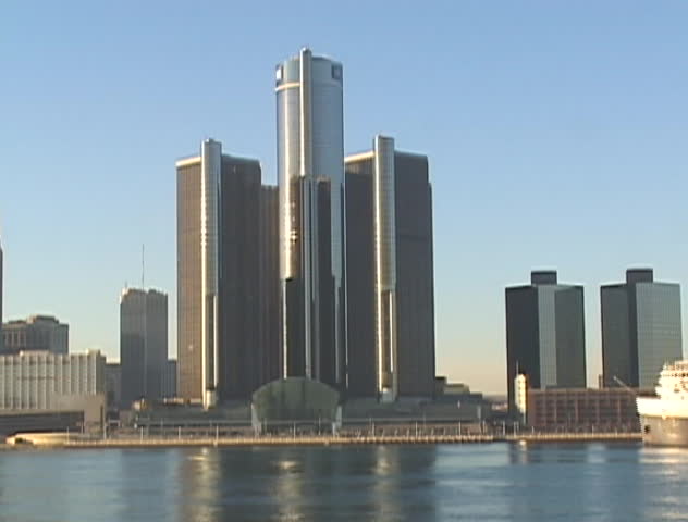 Renaissance Center Downtown Detroit Stock Footage Video (100% Royalty ...