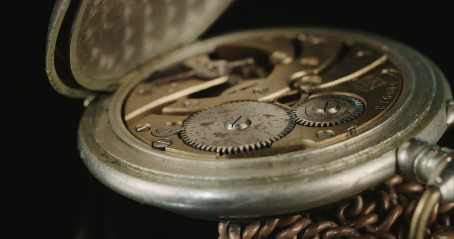 Old Silver Pocket Watch With The Second Hand Moving. Stock Footage ...