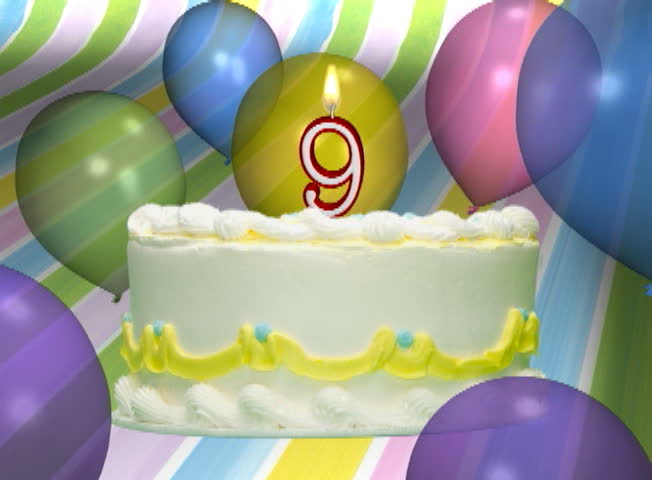 Birthday Cake with Number 9 Stock Footage Video (100% Royalty-free ...