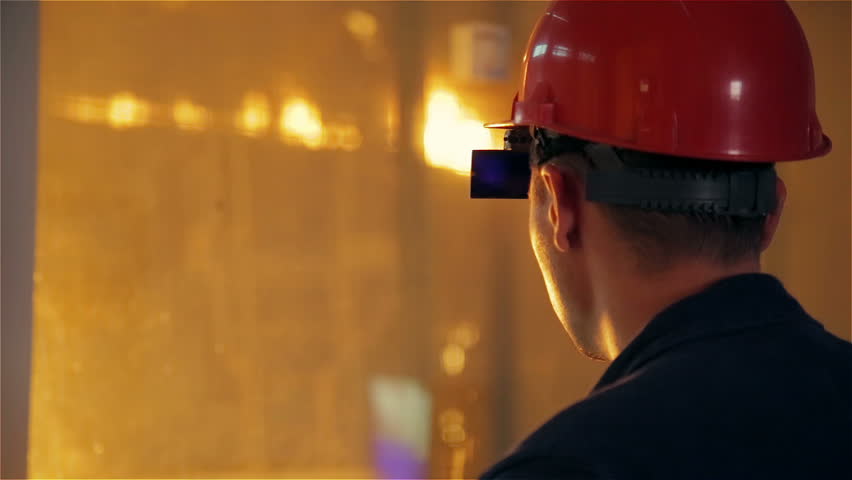 Steel Plant. Worker Monitors Melting Stock Footage Video (100% Royalty ...