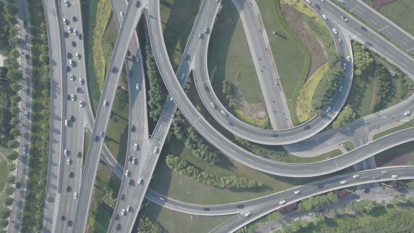 Aerial Shot Of A Massive Interchange In Zhengzhou City, Infrastructure ...