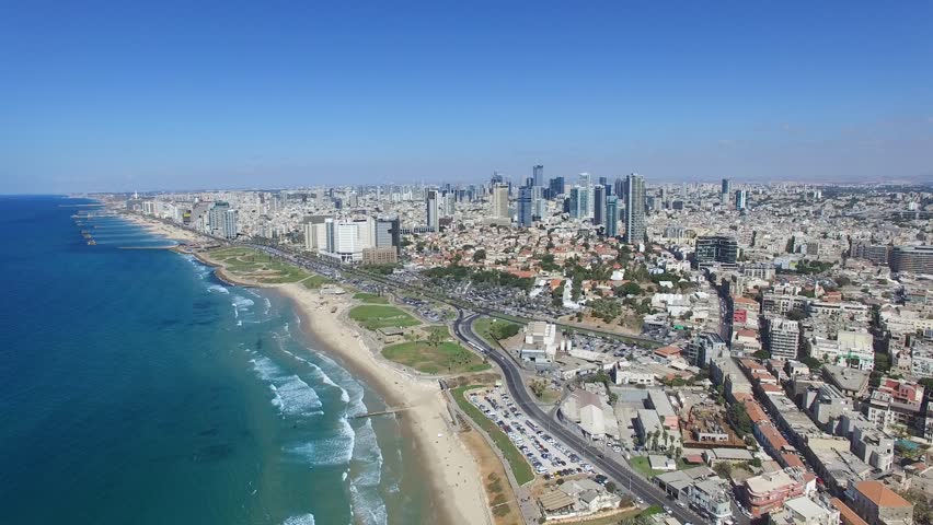 Stock Video Clip of Tel Aviv skyline - Aerial footage over | Shutterstock