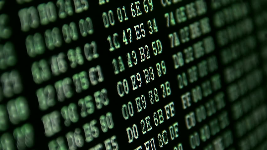 Stock video of hexadecimal code running up a computer | 2009519 ...