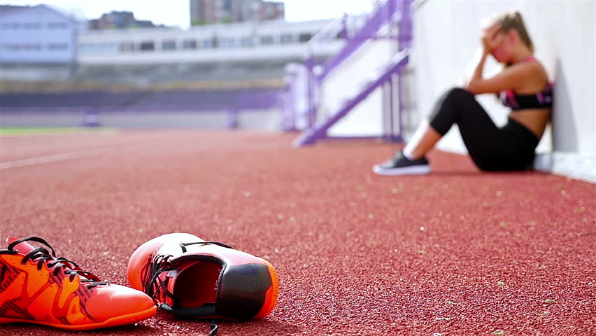 Teenager Girl Athlete Taking Breath Tired Exhausted Disappointed After ...
