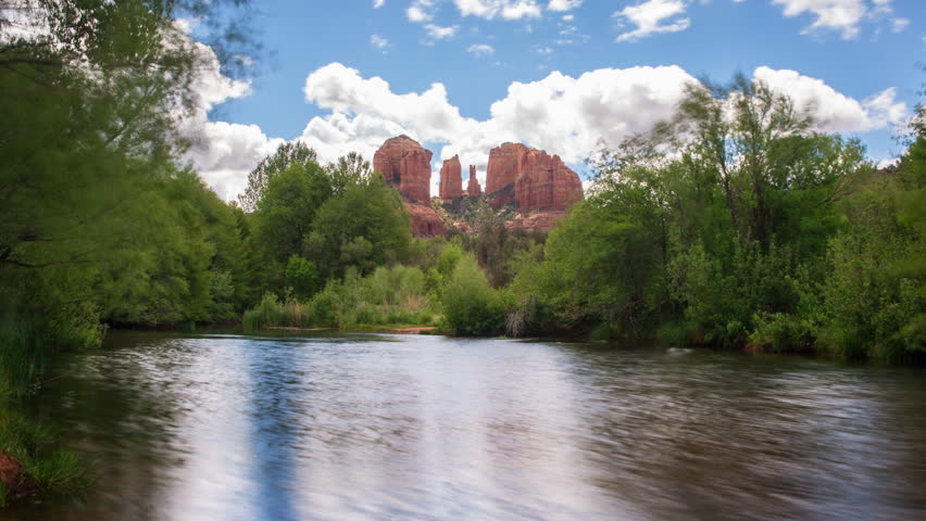 Reflection Of Sedona Cathedral Rock In River Stock Footage Video 481087 ...