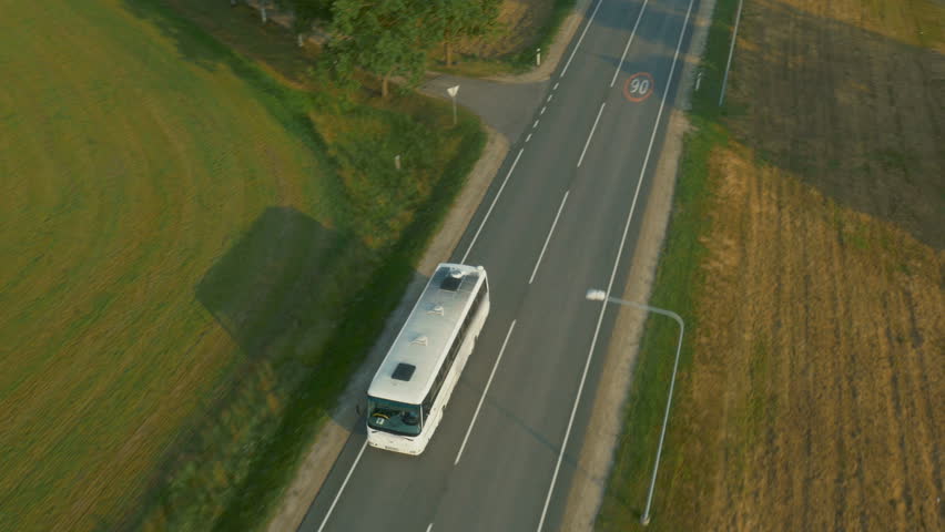 Aerial Shot of Tourist Bus Stock Footage Video (100% Royalty-free ...