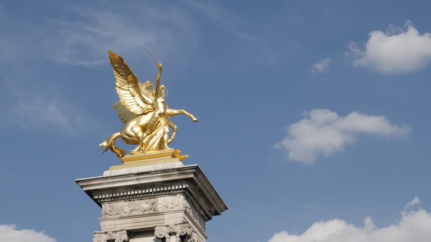 Gold Statue In Paris, France, Timelapse, Zoom In, 4k Stock Footage ...