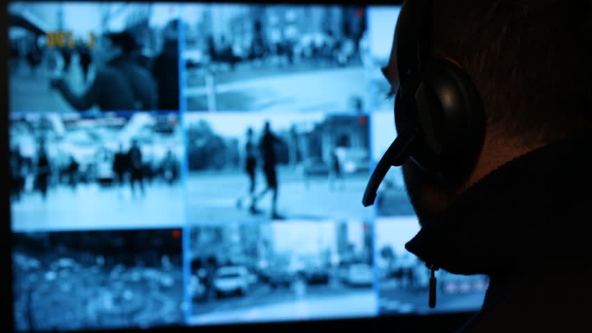 Security Officer Watching Monitoring Displays Stock Footage Video (100% ...