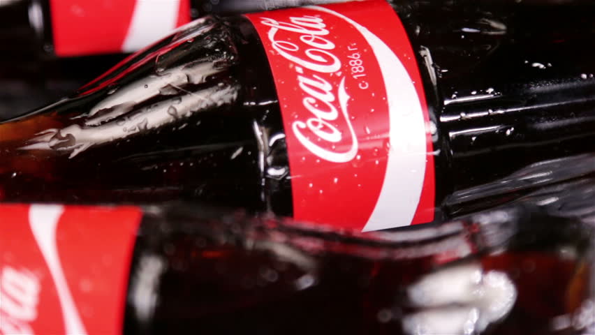 Moscow, RUSSIA - October 19 2016: Coca Cola Bottle Video Dolly. Coca ...