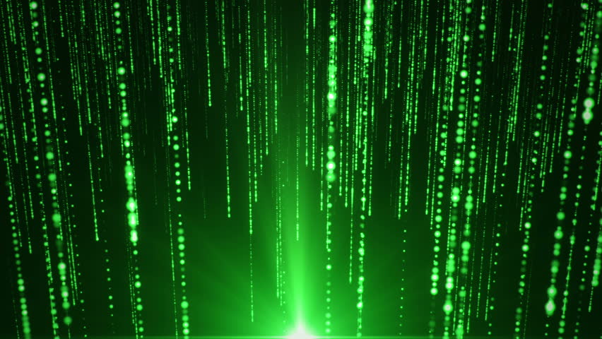 Cyberspace With Green Digital Falling Lines, Binary Chain, Abstract Animated Background ...