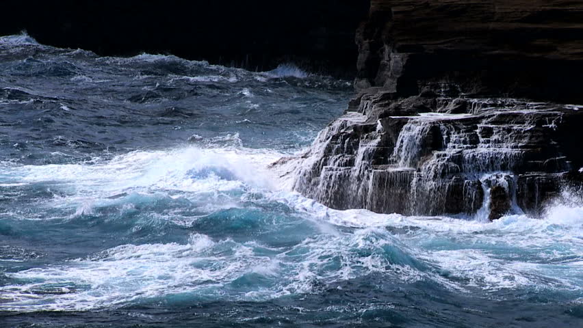 Fierce Breaking Waves Over Dangerous Stock Footage Video (100% Royalty ...