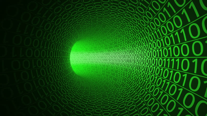 Flight Through Abstract Green Tunnel Made With Zeros And Ones. Hi-tech Motion Background. IT ...