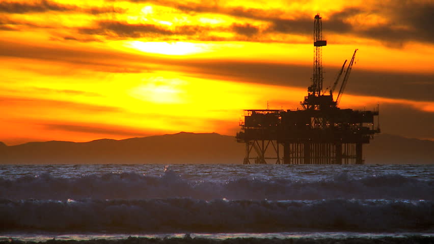 Oil Platform In The Sea At Sunset - Loop Stock Footage Video 4883693 ...