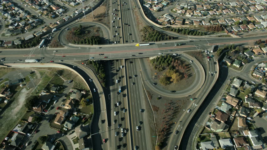 Aerial View Of Los Angeles Freeway Intersection Stock Footage Video ...