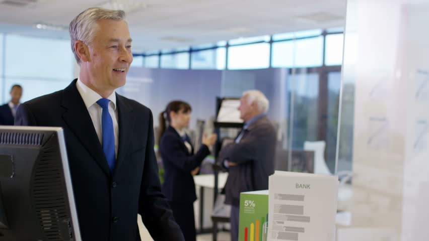 4k Bank Worker at Service Stock Footage Video (100% Royalty-free ...