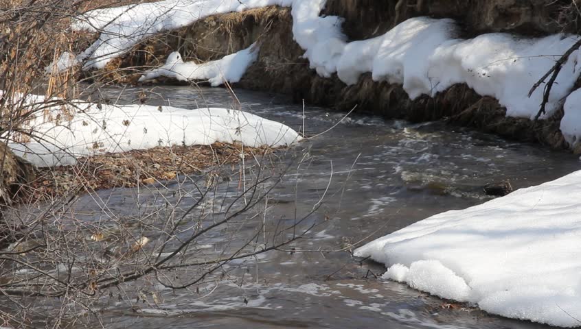 Spring Snow Melting On The River, In March Stock Footage Video 2132183 ...