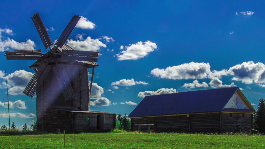 Windmill Sunny Cloudy Weather Windmill Video de stock (totalmente libre ...