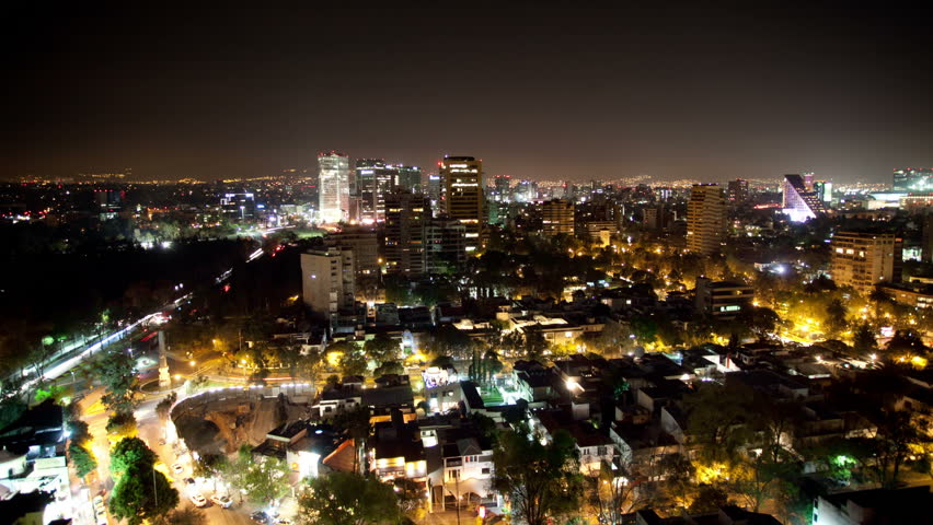 A Time-lapse Of The Mexico City Skyline At Night Stock Footage Video ...