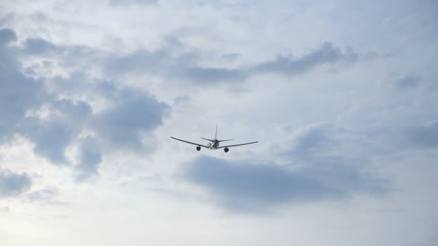 Rear View of Airplane Flying Stock Footage Video (100% Royalty-free ...
