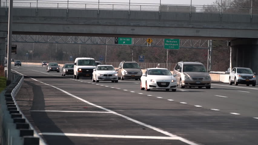 Slow Motion Traffic On Long Island Expressway During Rush Hour Commute ...