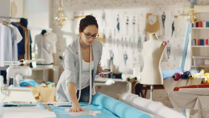Time-Lapse Of A Fashion Designer/ Dressmaker/ Seamstress Working In A ...