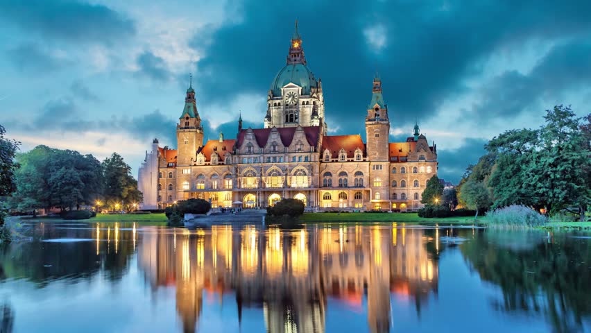 Hannover Skyline At Evening Time Lapse Stock Footage Video 32764801 ...