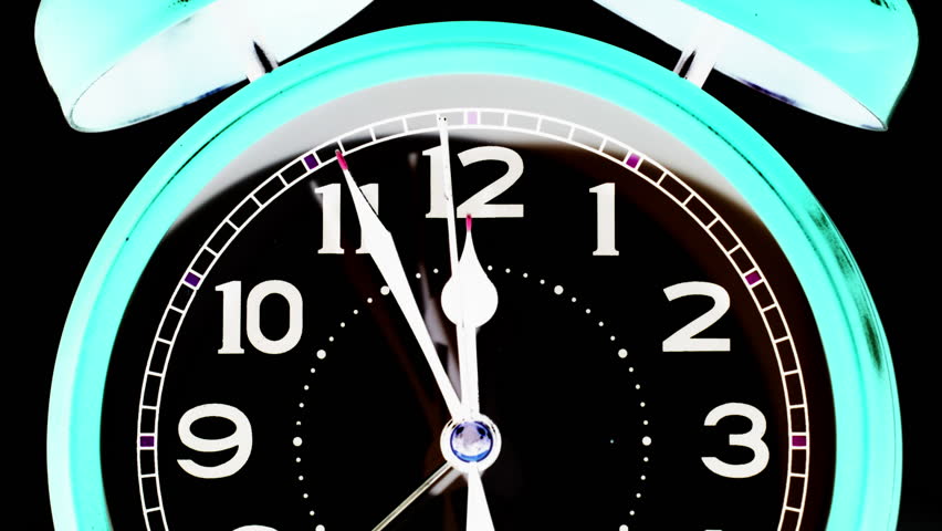 Close Up Time Lapse Of Clock Hands Reaching 12 O'clock Midnight ...