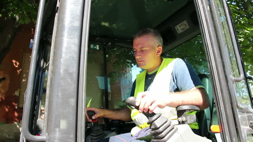 Heavy Equipment Operator In Cabin. HD1080p. Stock Footage Video 2508506 ...