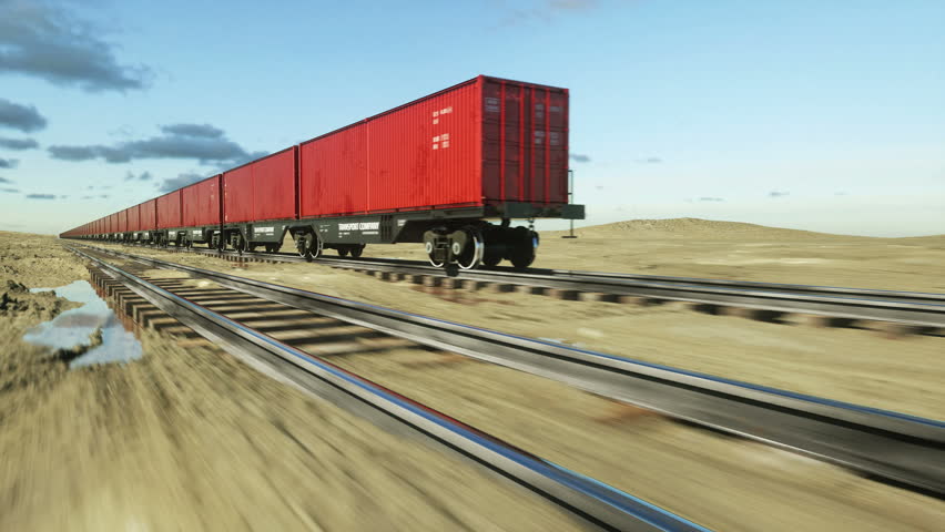 Freight Train With Cargo Containers Passing By Stock Footage Video ...