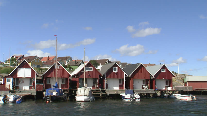 Stock Video Clip of Sailing-boats and fishing-huts, Smogen, Bohuslan ...