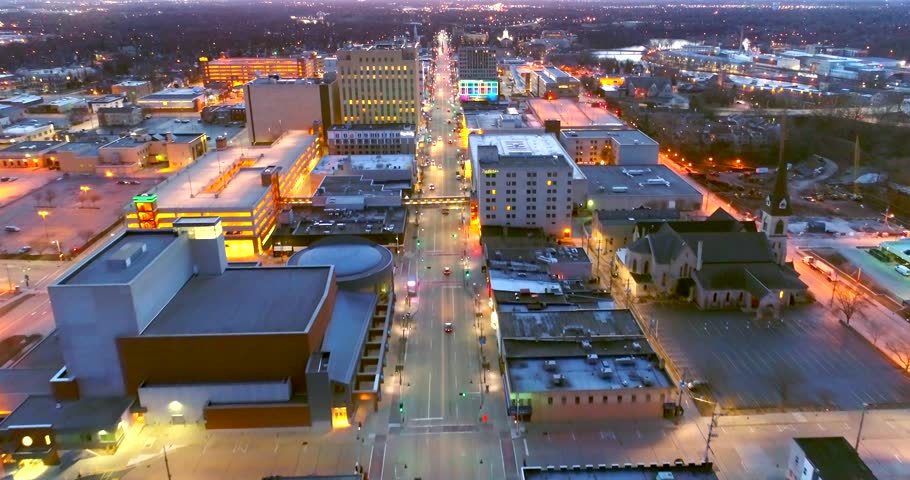 Stunning Twilight Aerial View Downtown Stock Footage Video (100% ...