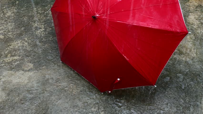 Stock video of red umbrella in the rain. heavy | 25453739 | Shutterstock