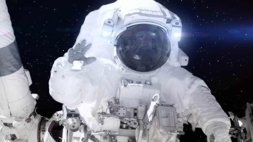 Astronaut Working In Deep Space. Realistic Reflections On Visor. Vídeo ...
