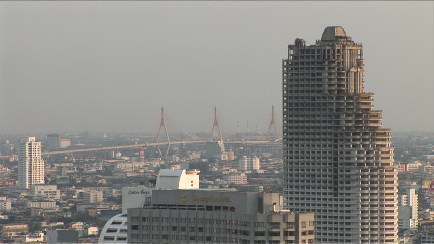 Elevated View Of Sathon District Late Afternoon, Bangkok Stock Footage ...