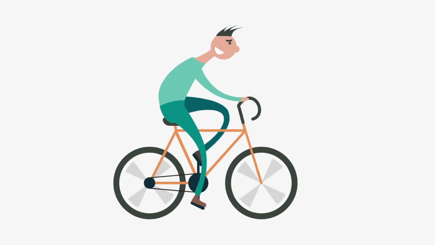 Cartoon Man Cycling Road Bicycle Outdoors Fitness. HD Seamless Looped ...
